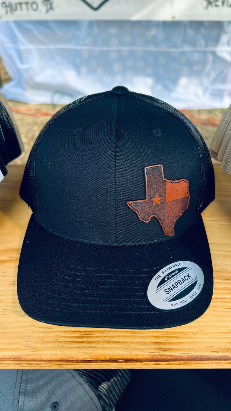 Texas State With Flag Leather Patch Hat Custom Leather Patch - Etsy