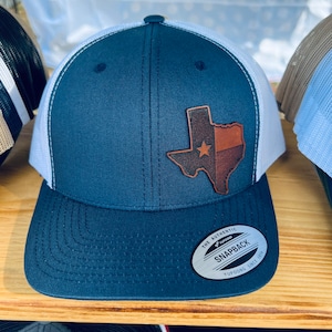 Texas State With Flag Leather Patch Hat Custom Leather Patch - Etsy