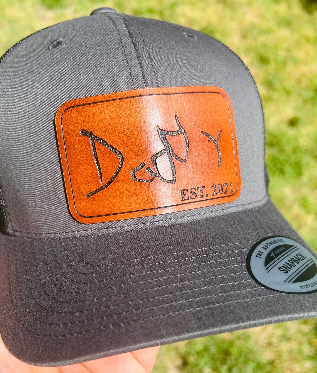 Custom "daddy" Leather Patch Hats, ****with Your Kid's Writing ...