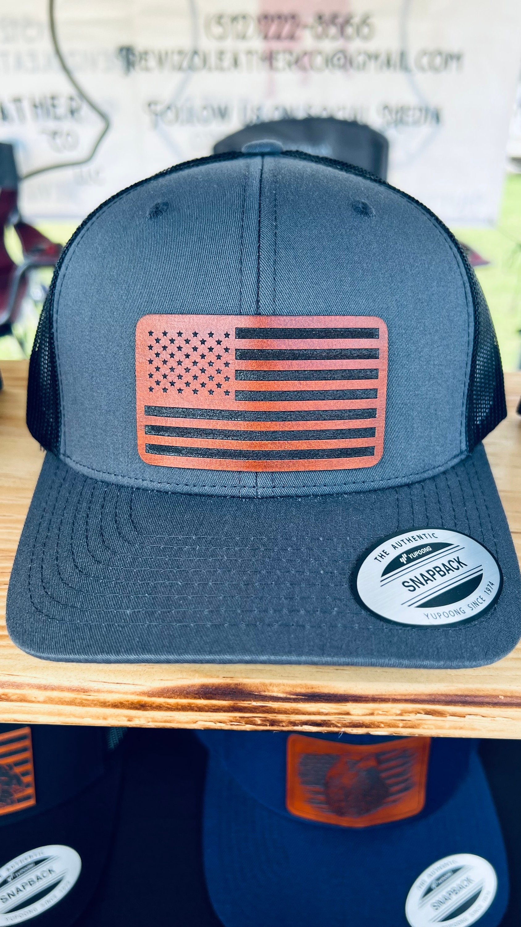 American Flag Leather Patch Hat, Custom Leather Patch Hats - Etsy