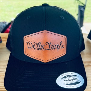 We the People Leather Patch Hat, Custom Leather Patch Hats - Etsy