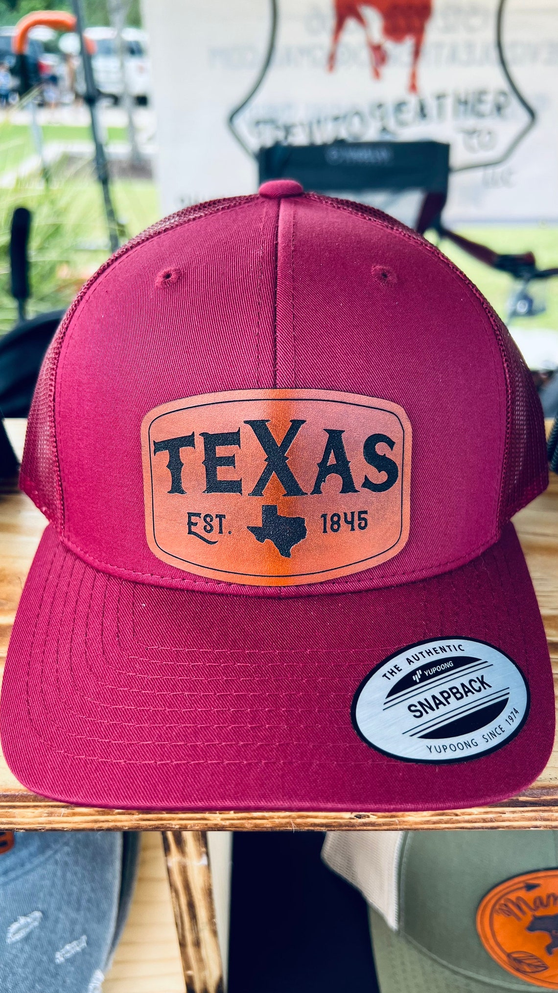 Texas EST 1845 Leather Patch Hat, Custom Leather Patch Hats - Etsy