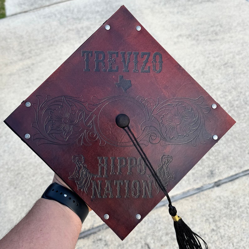 Custom Graduation Cap Leather Topper - Etsy
