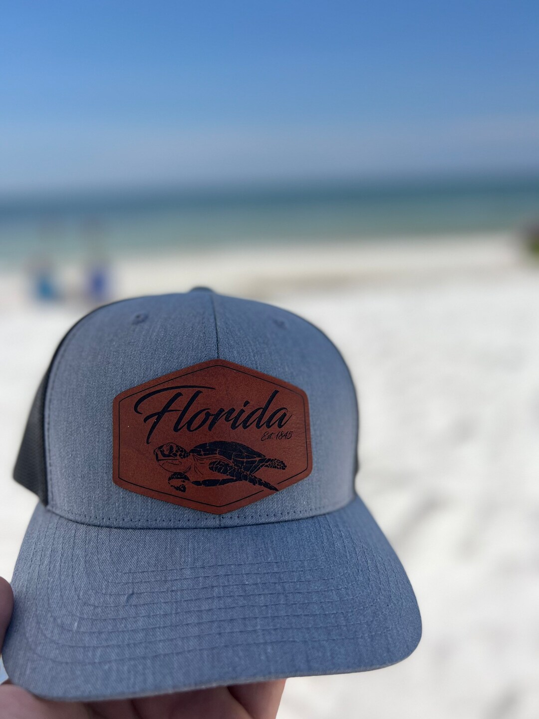 Florida Leather Patch Hat, Custom Leather Patch Hats - Etsy