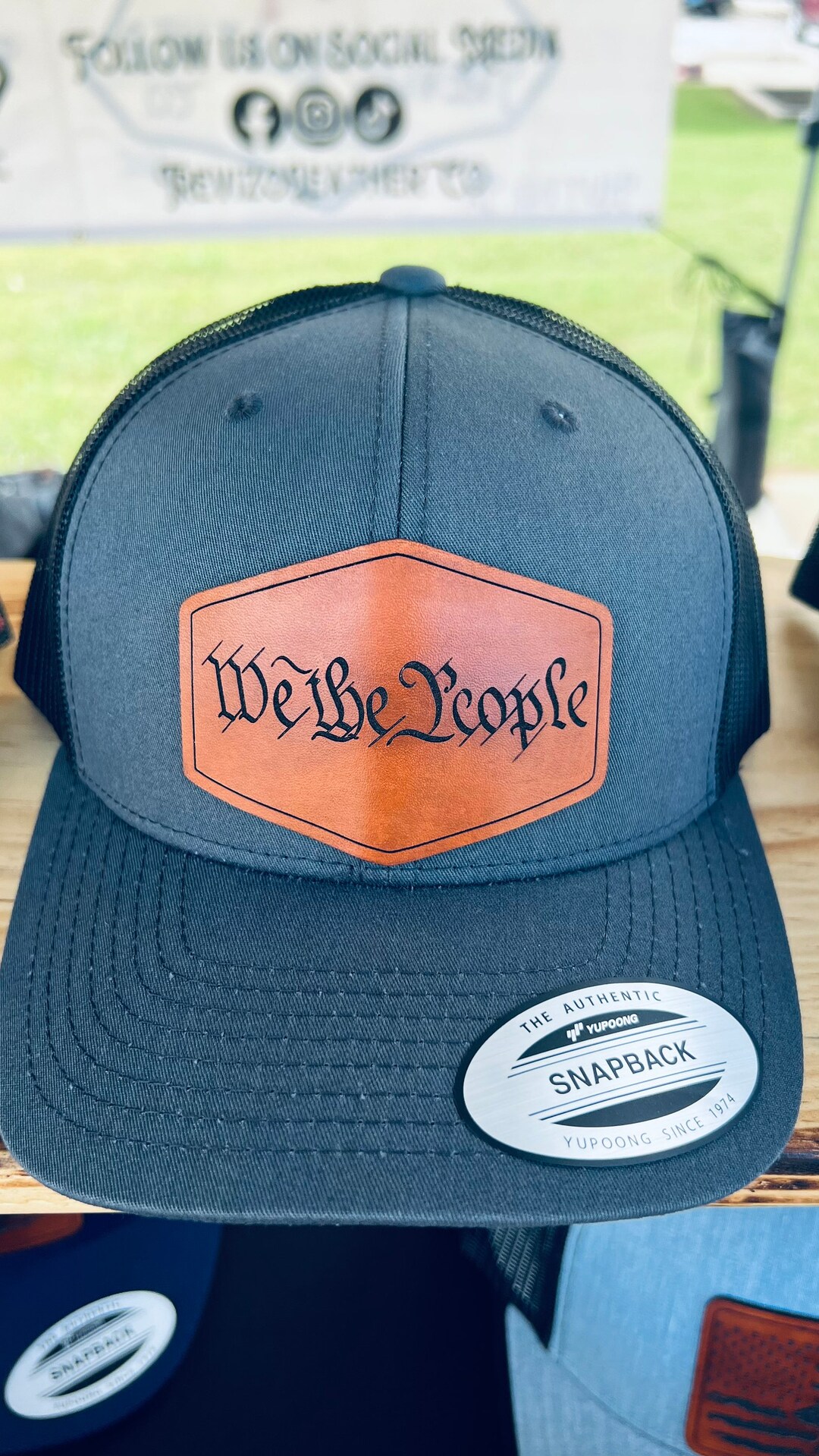 We the People Leather Patch Hat, Custom Leather Patch Hats - Etsy
