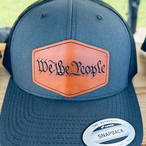 We the People Leather Patch Hat, Custom Leather Patch Hats - Etsy