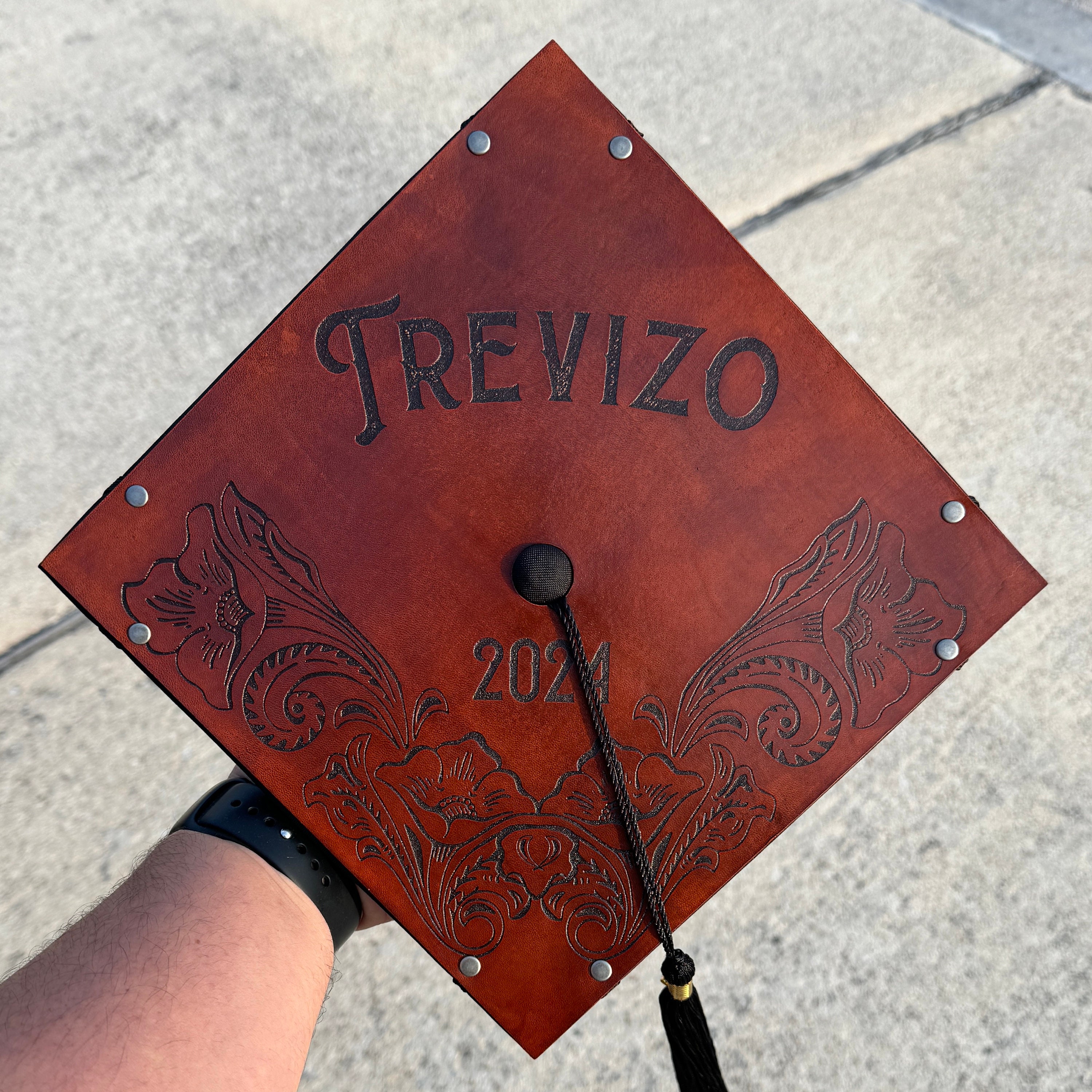Custom Graduation Cap Leather Topper - Etsy