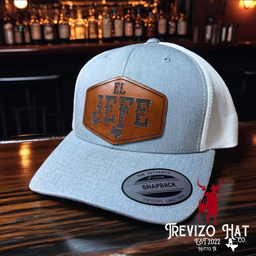 El Jefe Leather Patch Hat, Custom Leather Patch Hats - Etsy