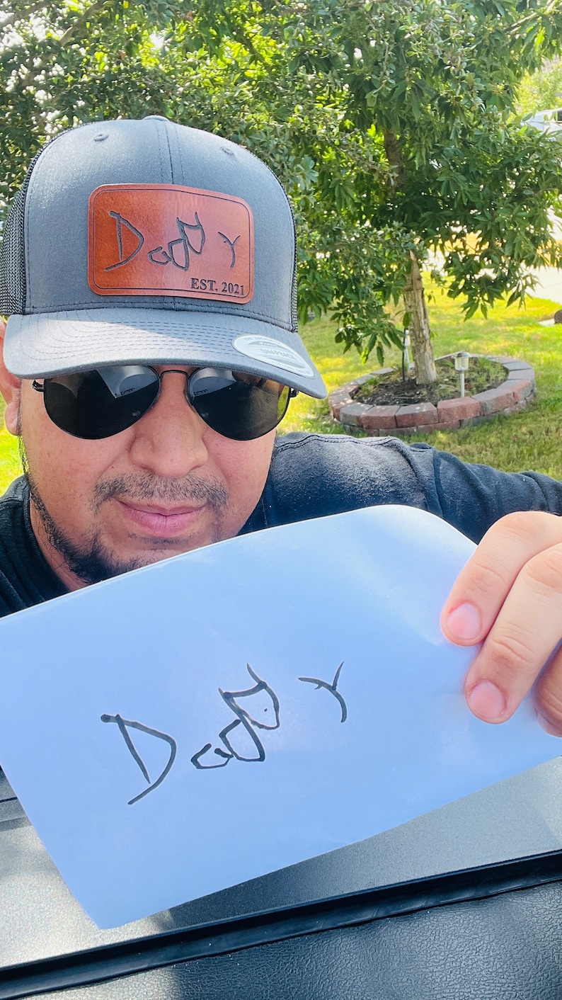 Custom "daddy" Leather Patch Hats, ****with Your Kid's Writing ...