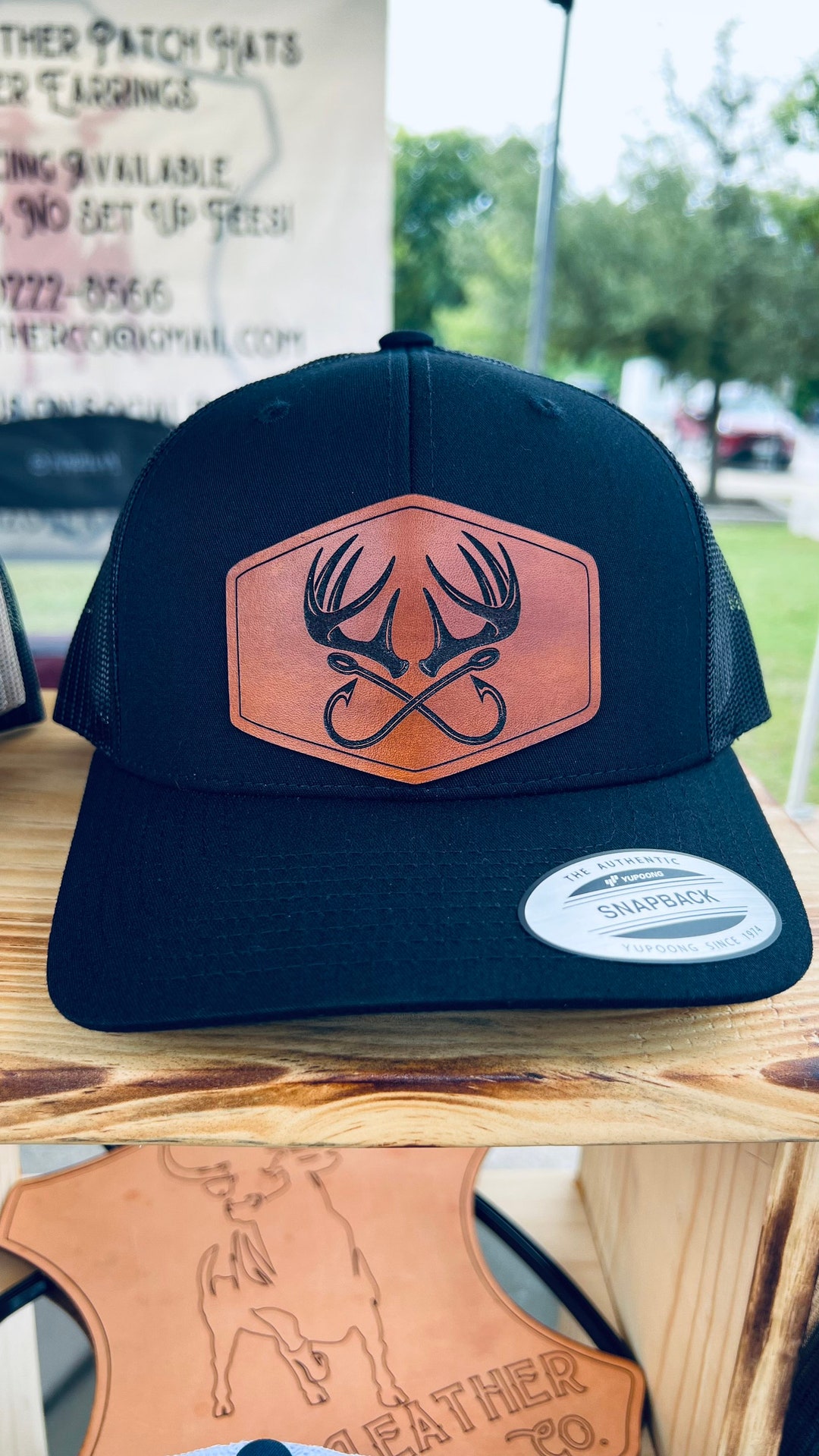 Hunting Fishing Patch Hat, Custom Leather Patch Hats - Etsy