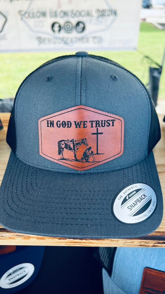 In God We Trust Leather Patch Hat Custom Leather Patch Hats - Etsy