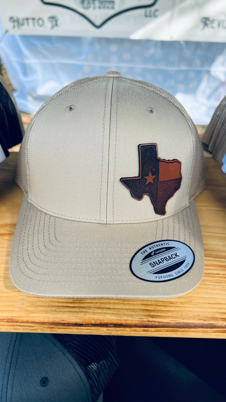 Texas State With Flag Leather Patch Hat Custom Leather Patch - Etsy