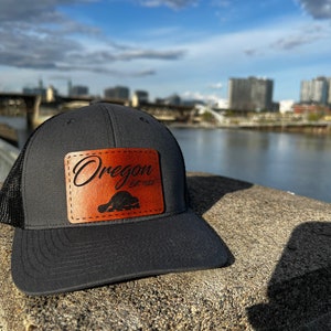 Oregon Leather Patch Hat, Custom Leather Patch Hats - Etsy