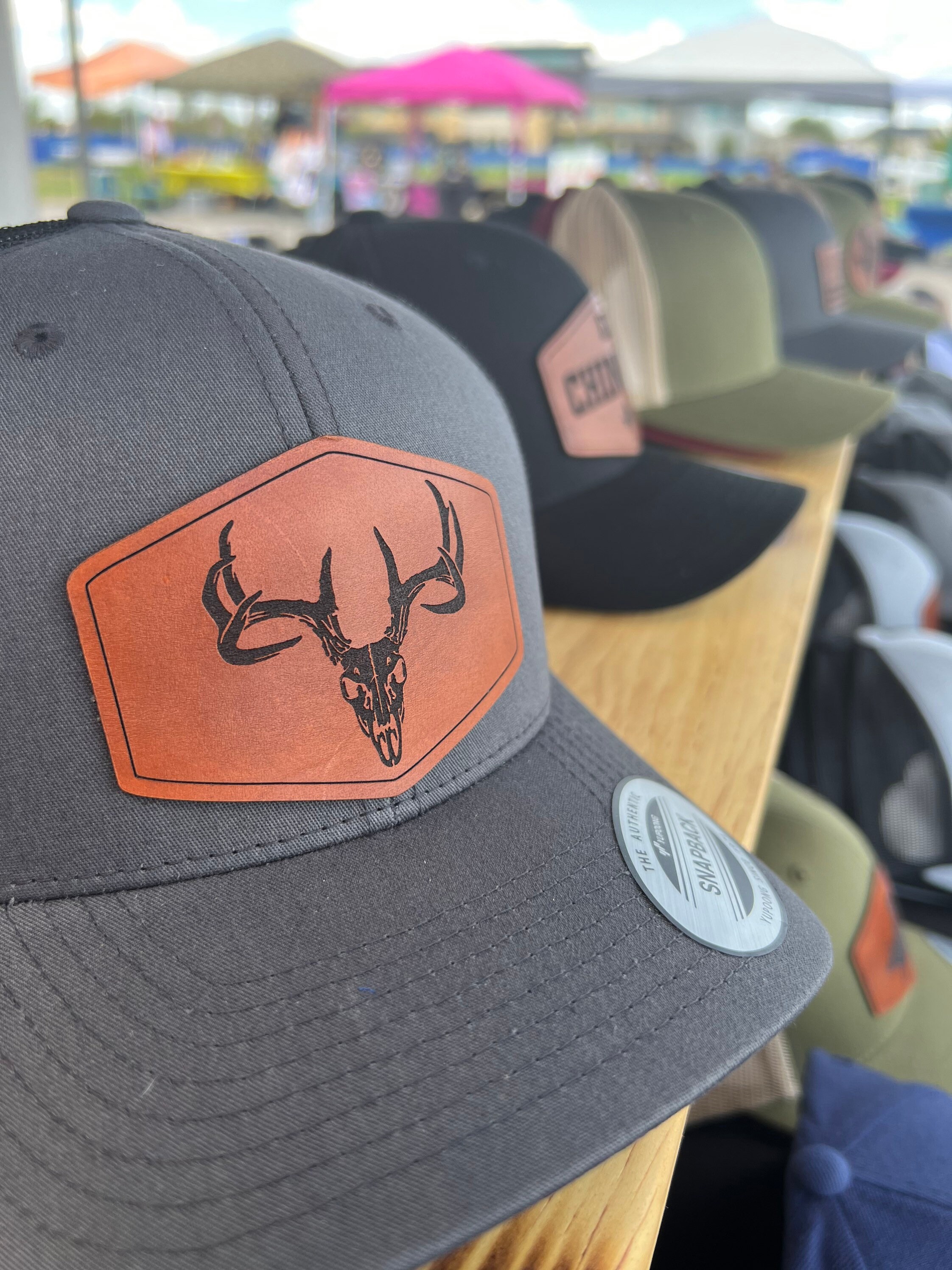 Deer Skull Leather Patch Hat, Custom Leather Patch Hats - Etsy