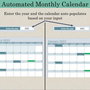 Editable Monthly Calendar Blue Grey Digital Excel Calendar 2023 Full ...