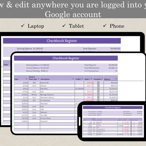 Digital Checkbook Register - Google Sheets | Checkbook Template - Etsy