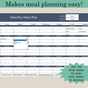 Digital Meal Planner Interactive Menu Plan Monthly Dinner - Etsy