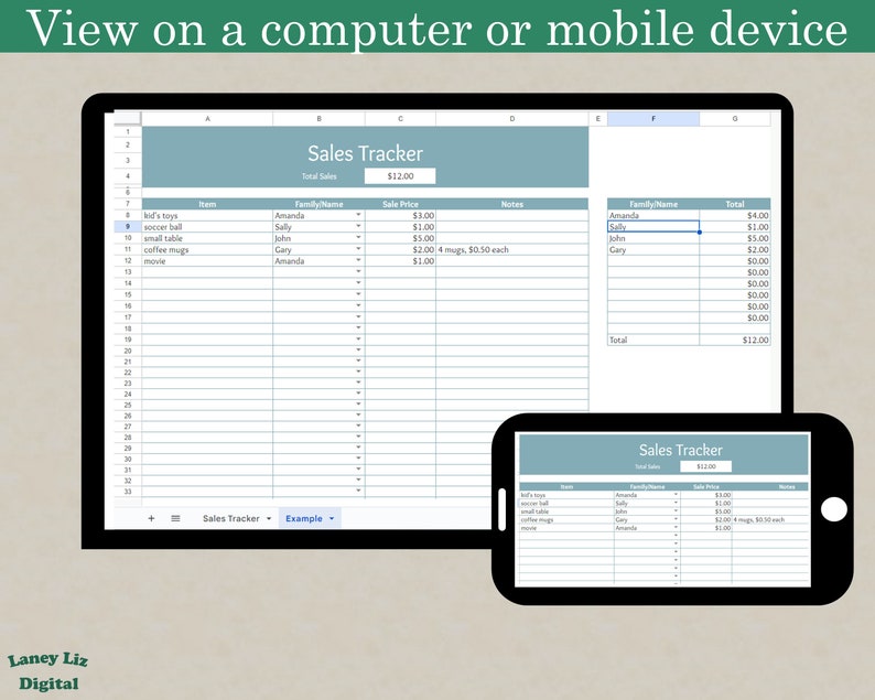 Google Multi Family Sales Tracker | Garage Sale Log | Yard Sale Tracker ...