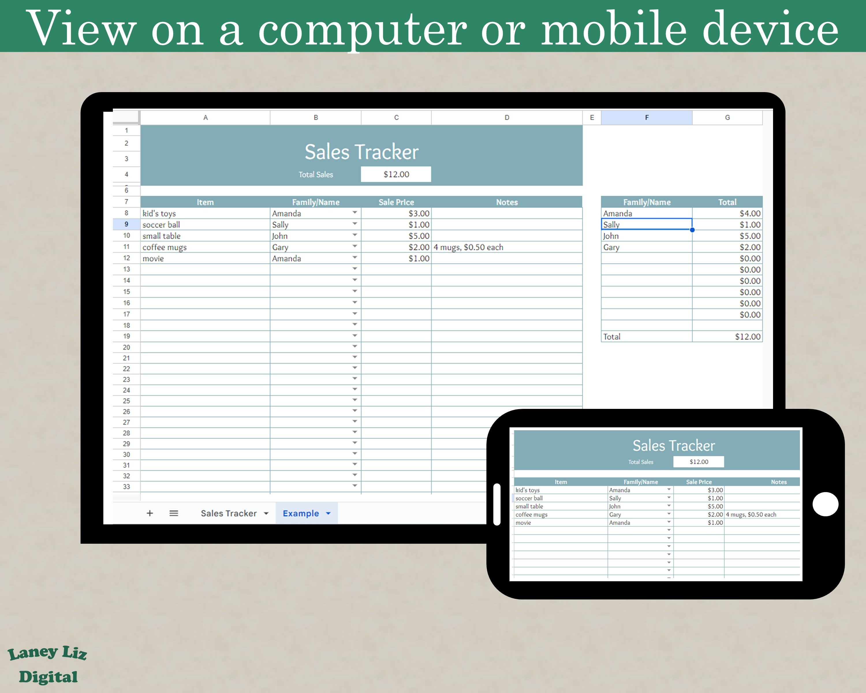 Google Multi Family Sales Tracker | Garage Sale Log | Yard Sale Tracker ...