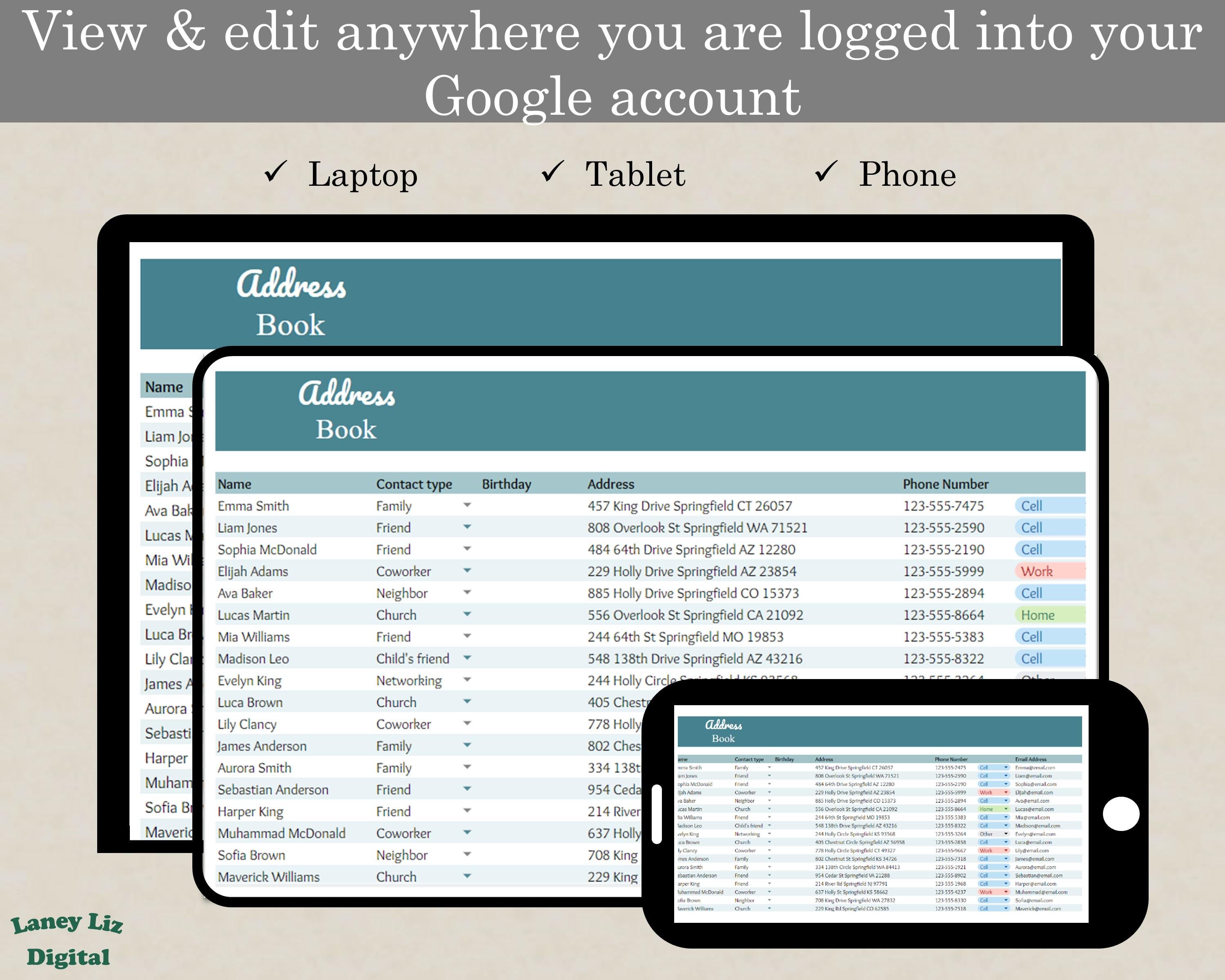 Digital Address Book, Online Contact List, Virtual Rolodex - Etsy