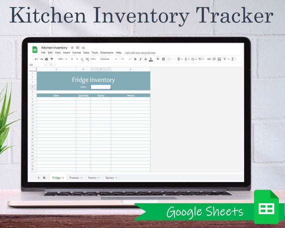 Kitchen Inventory Tracker Google Sheets Food Inventory - Etsy