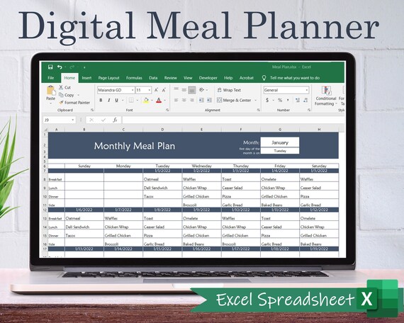 Digital Meal Planner Interactive Menu Plan Monthly Dinner - Etsy