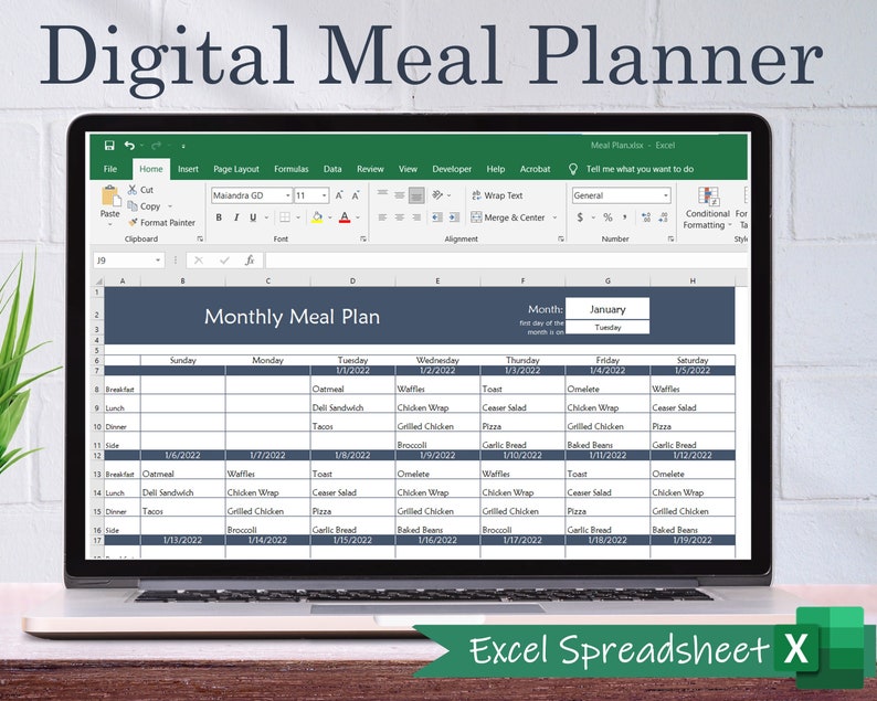 Digital Meal Planner Interactive Menu Plan Monthly Dinner - Etsy