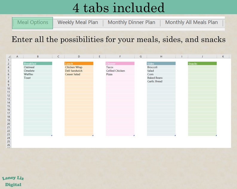 Digital Meal Planner Interactive Menu Plan Monthly Dinner - Etsy