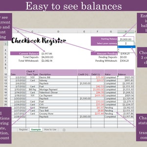 Digital Checkbook Register - MS Excel | Checkbook Template - Etsy