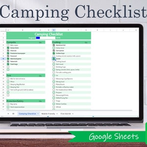 Digital Camping Checklist - Google Sheets | Camping Planner - Etsy