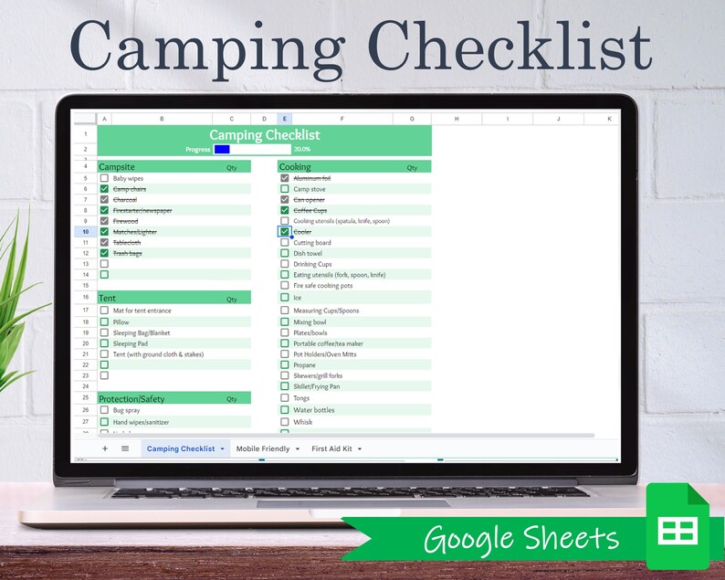 Digital Camping Checklist - Google Sheets | Camping Planner - Etsy