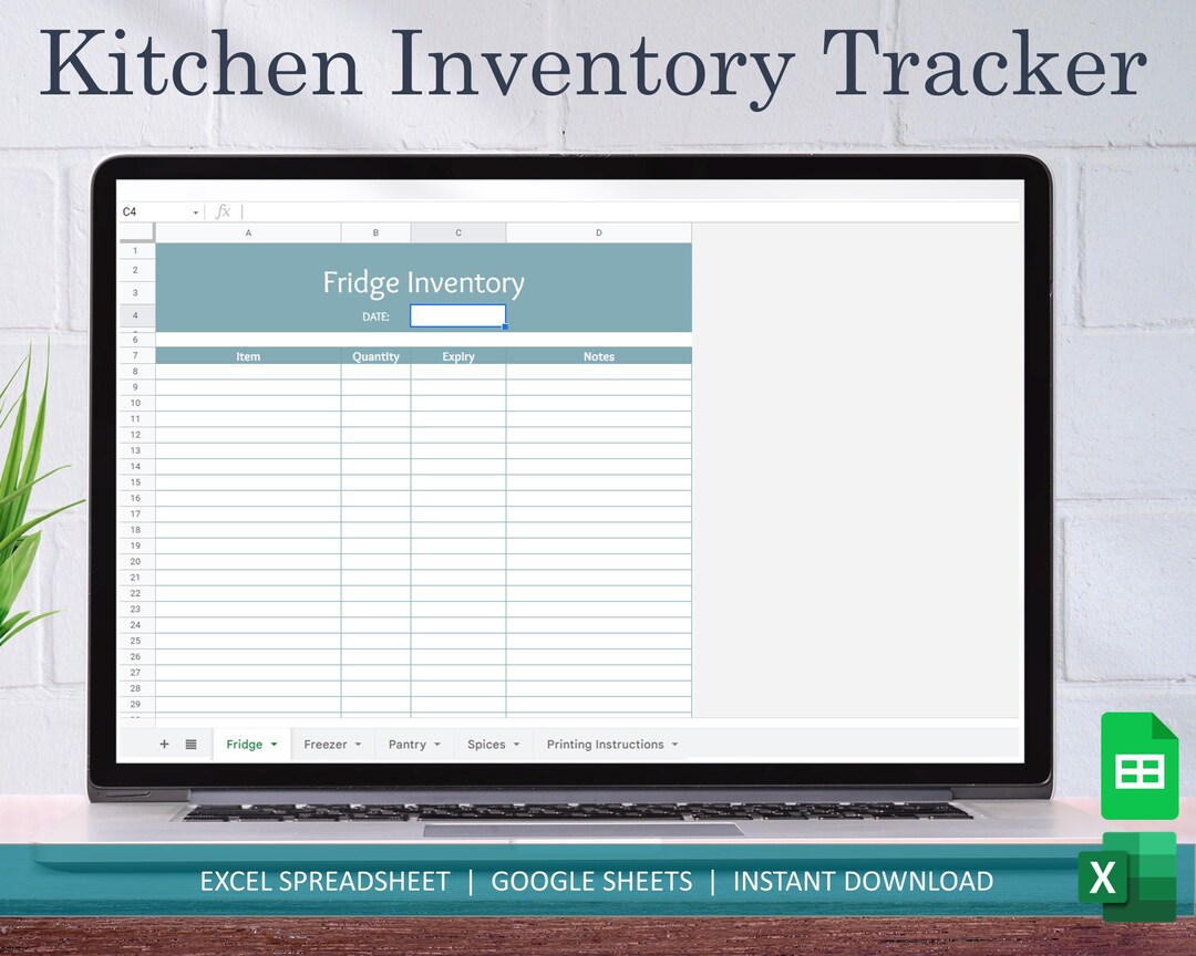 Kitchen Inventory Tracker | Google Sheets and MS Excel | Food Inventory ...
