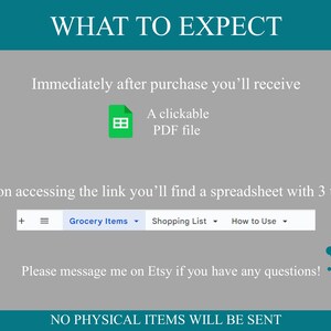 Grocery List Cost Estimator for Google Sheets, Grocery Budget Tracker ...