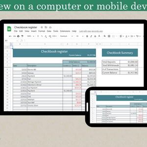 Digital Checkbook Register Google Sheets Checkbook - Etsy