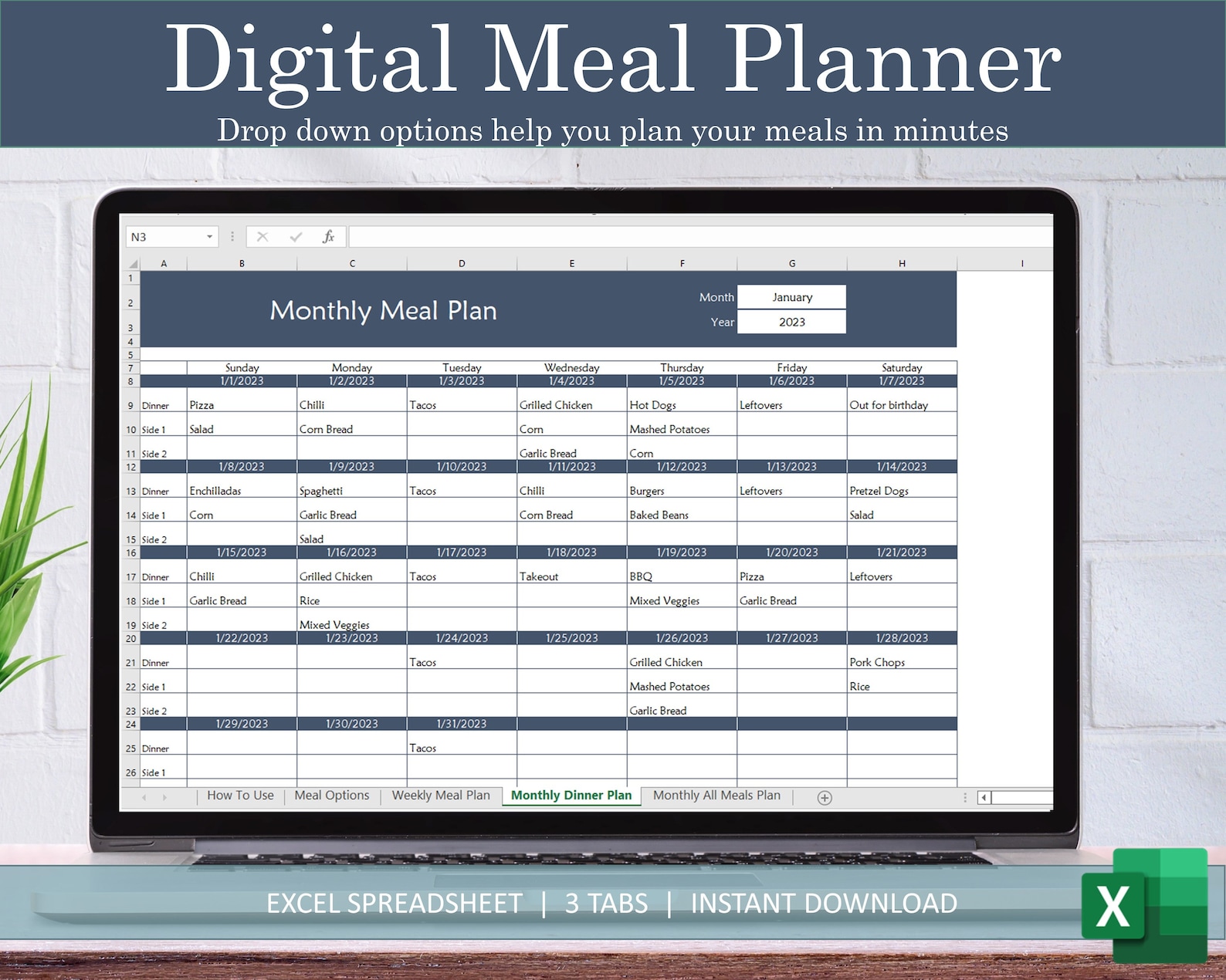 Digital Meal Planner | Interactive Menu Plan | Monthly Dinner Guide - Etsy