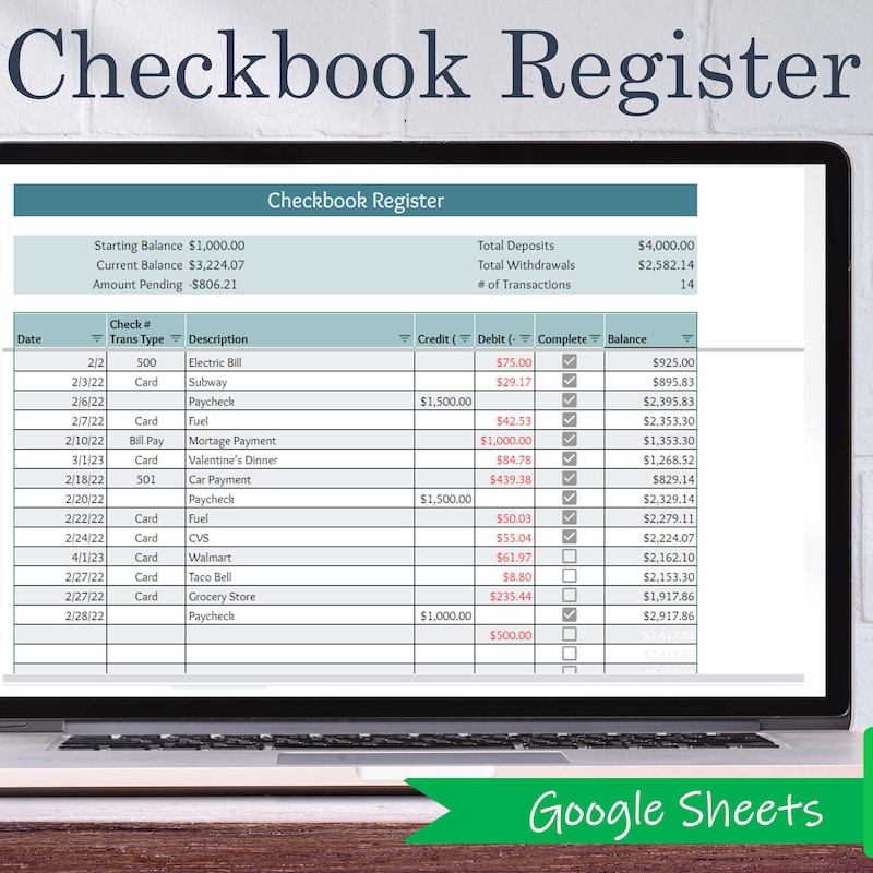 Paper Check Tracker - Etsy