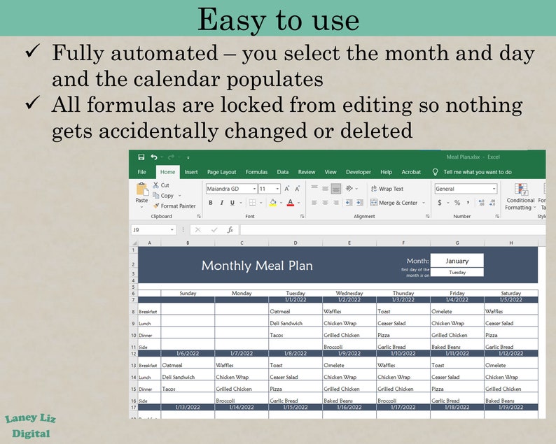 Digital Meal Planner Interactive Menu Plan Monthly Dinner - Etsy