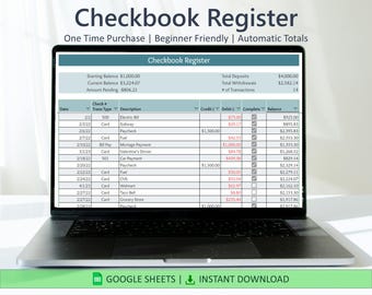 Digital Checkbook Register - Google Sheets | Checkbook Template - Etsy