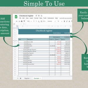 Digital Checkbook Register Google Sheets Checkbook - Etsy
