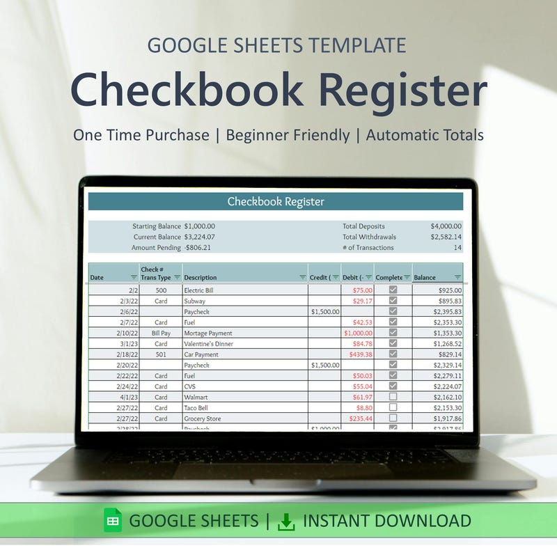 Cheque Register Template - Etsy