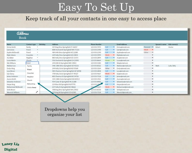 Digital Address Book, Online Contact List, Virtual Rolodex - Etsy