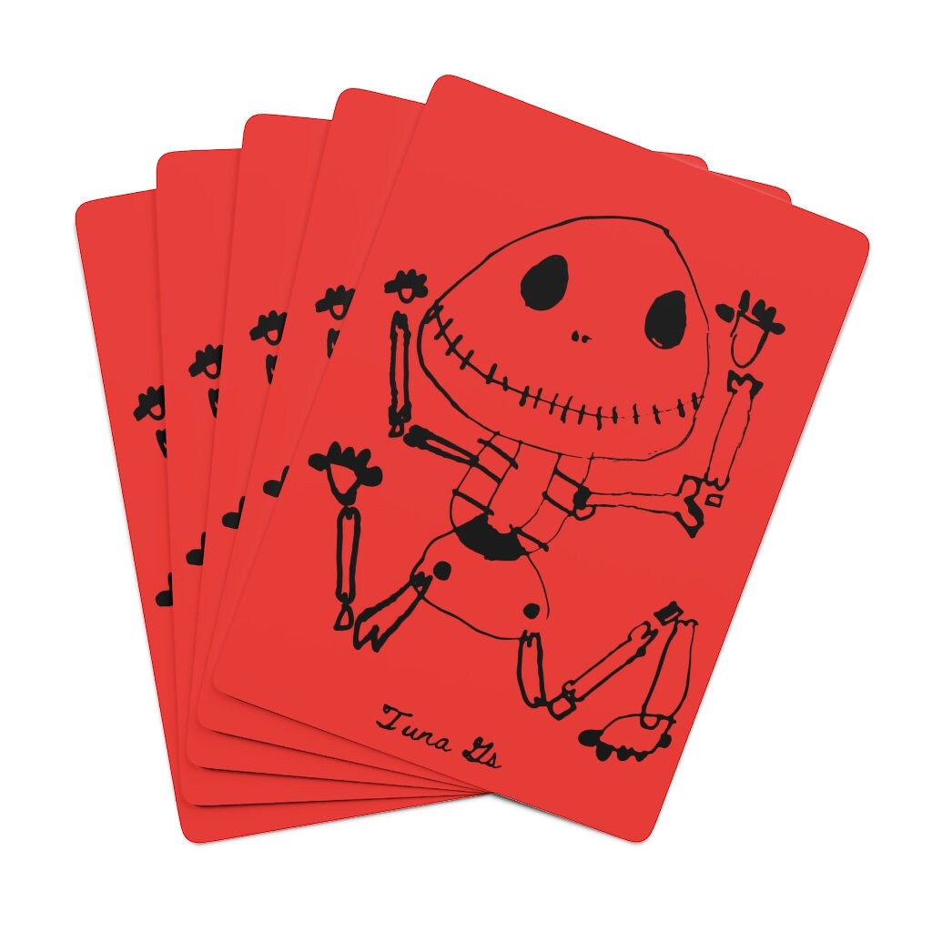 RED SKELETON DRAWING Playing Cards - Etsy