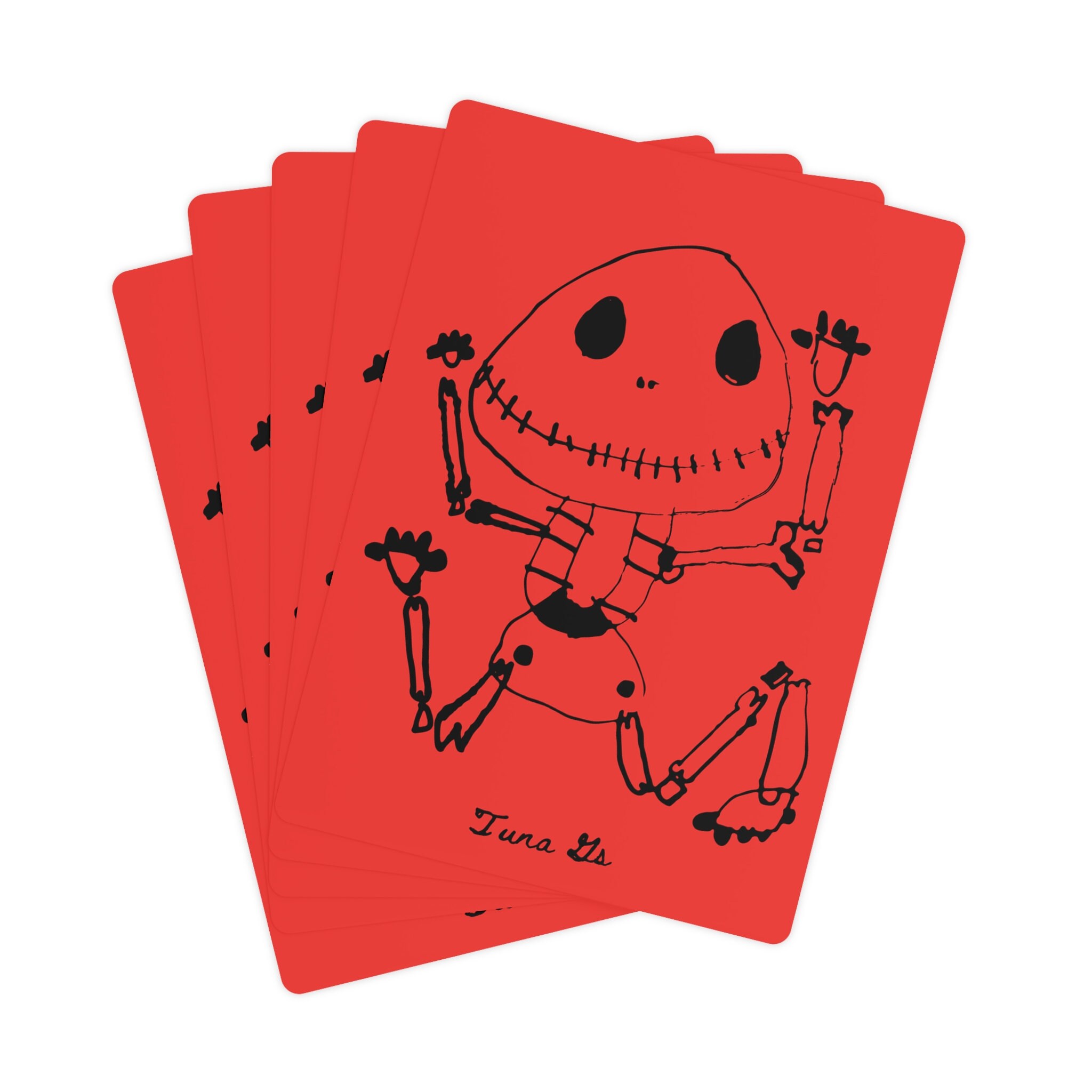 RED SKELETON DRAWING Playing Cards - Etsy