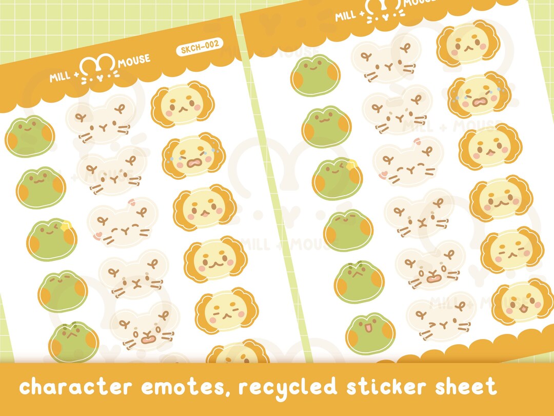 Character Emote/emojis, Recycled Sticker Sheet — Mill and Mouse ...
