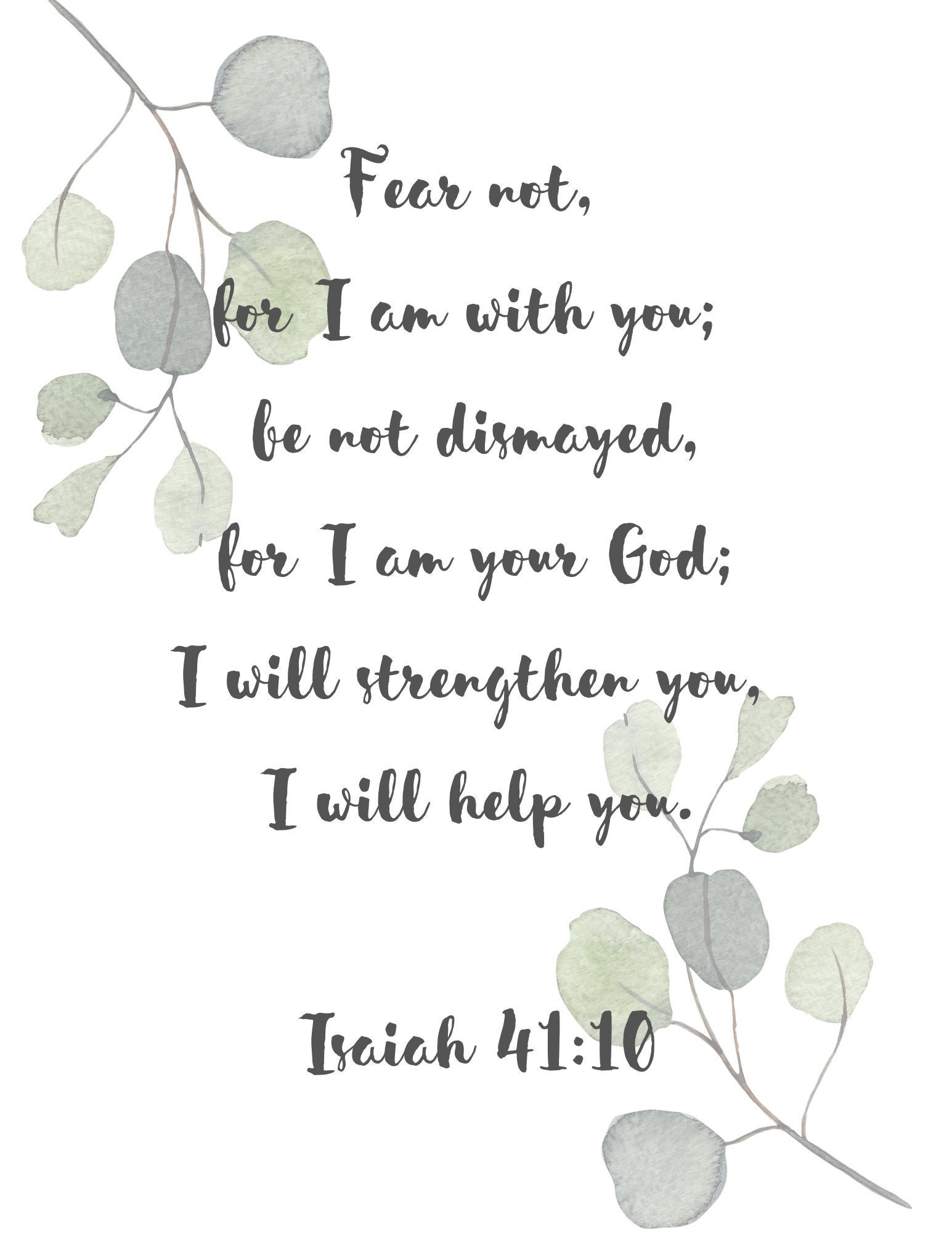 8x10 Digital Art - Isaiah 41:10 - Etsy