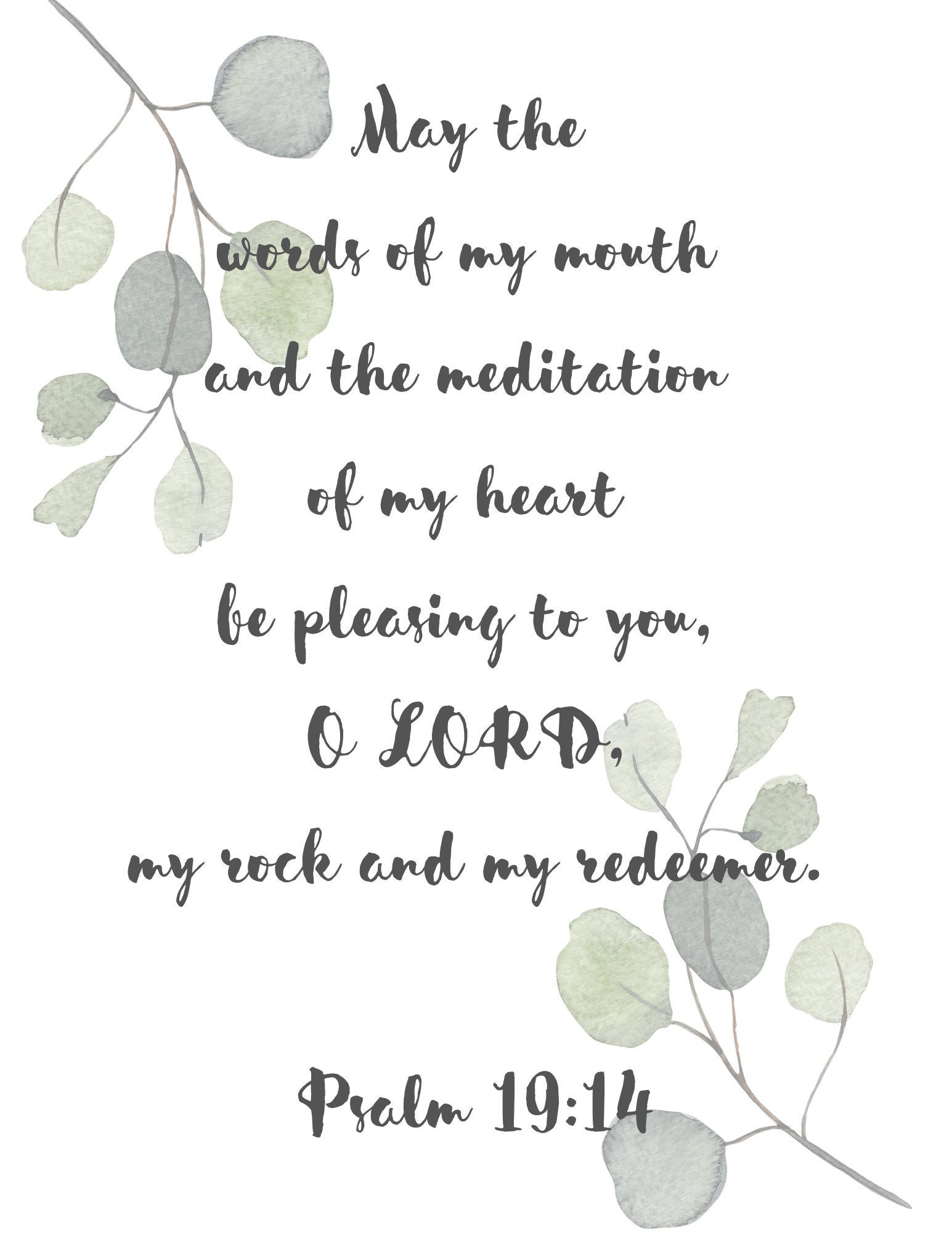 8x10 Digital Art - Psalm 19:14 - Etsy