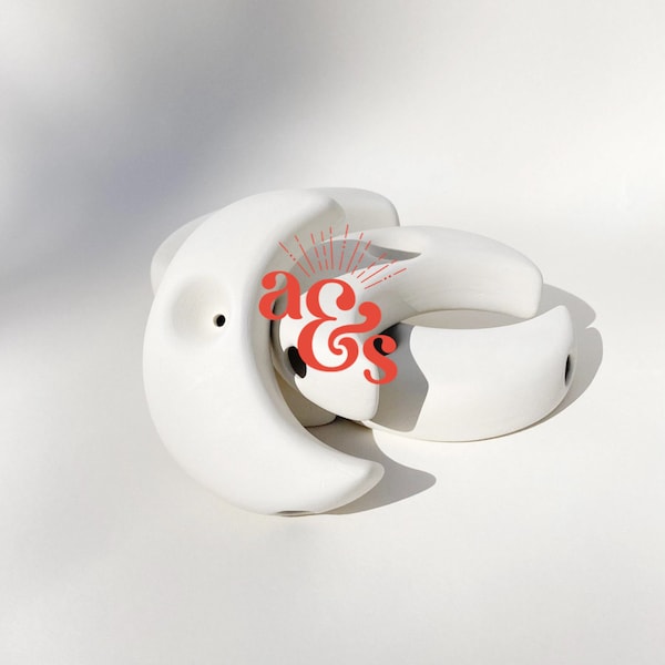 Ceramic Bisque Moon - Etsy