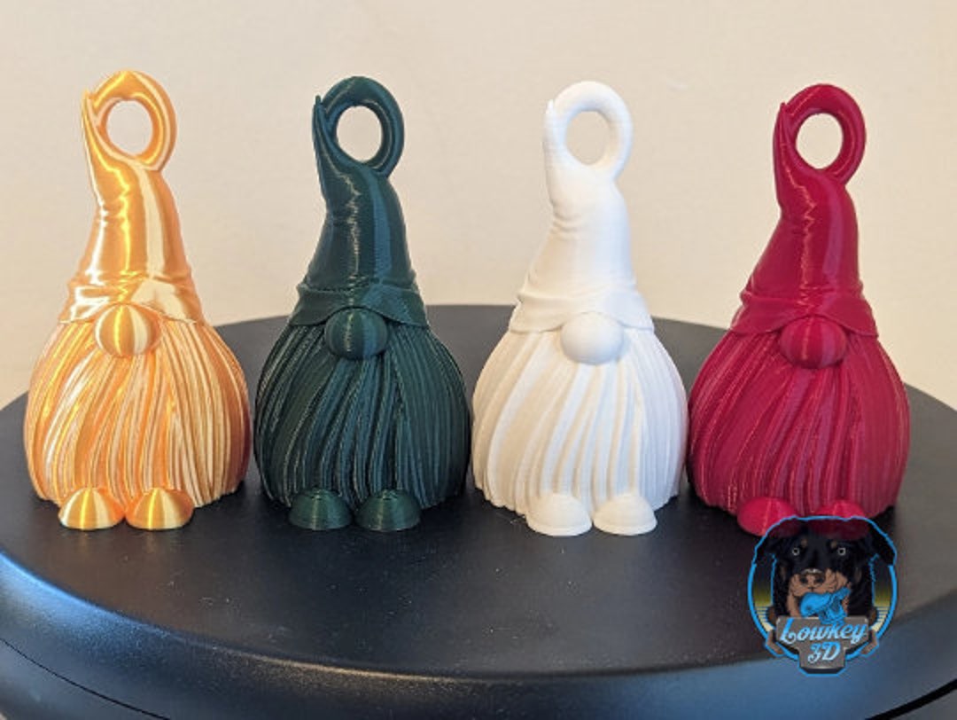 Solid Color 3D Printed Festive Gnome Christmas, Holiday Ornament ...