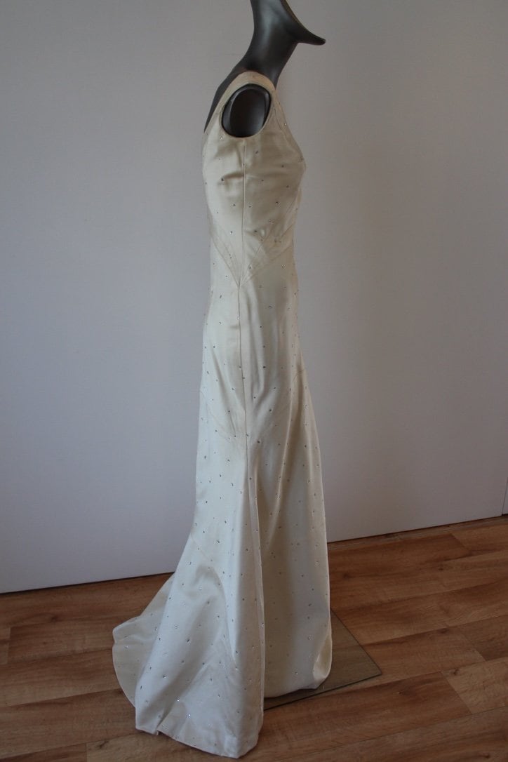 Caroline Holmes - Double Duchess Satin, Panelled, Asymetric Gown With ...