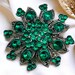 Emerald Pearl Brooch Pin, Elegant Green Rhinestone Jewelry, Formal ...